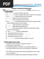 Computer Worksheet Class 1 | PDF