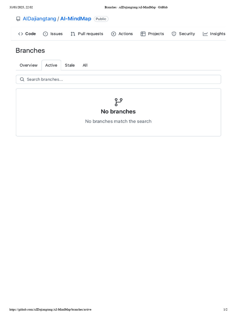 AI-MindMap GitHub Branches Overview | PDF
