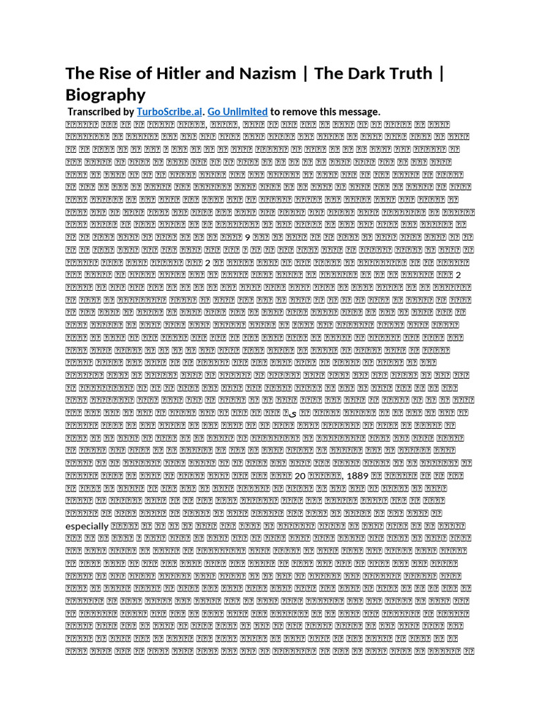 The Rise of Hitler and Nazism - The Dark Truth - Biography | PDF