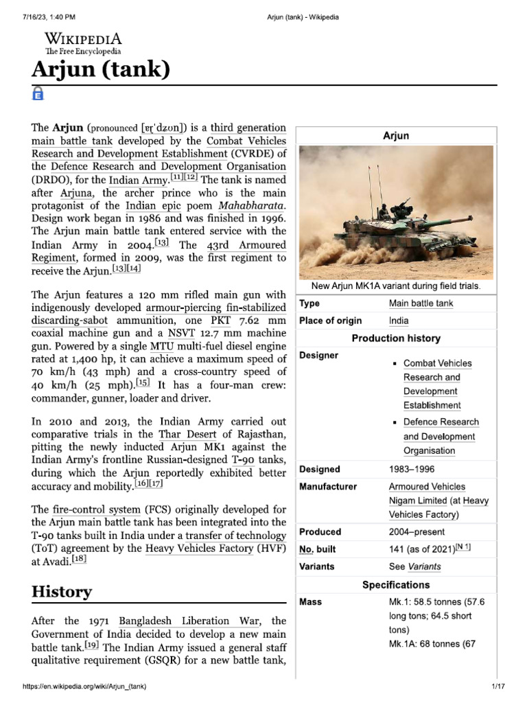 Arjun MBT | PDF
