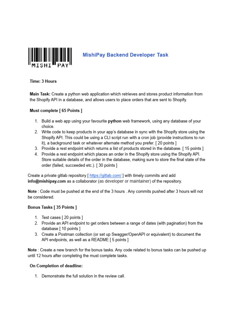 3hrs_backend_task | PDF | Databases | Web Application