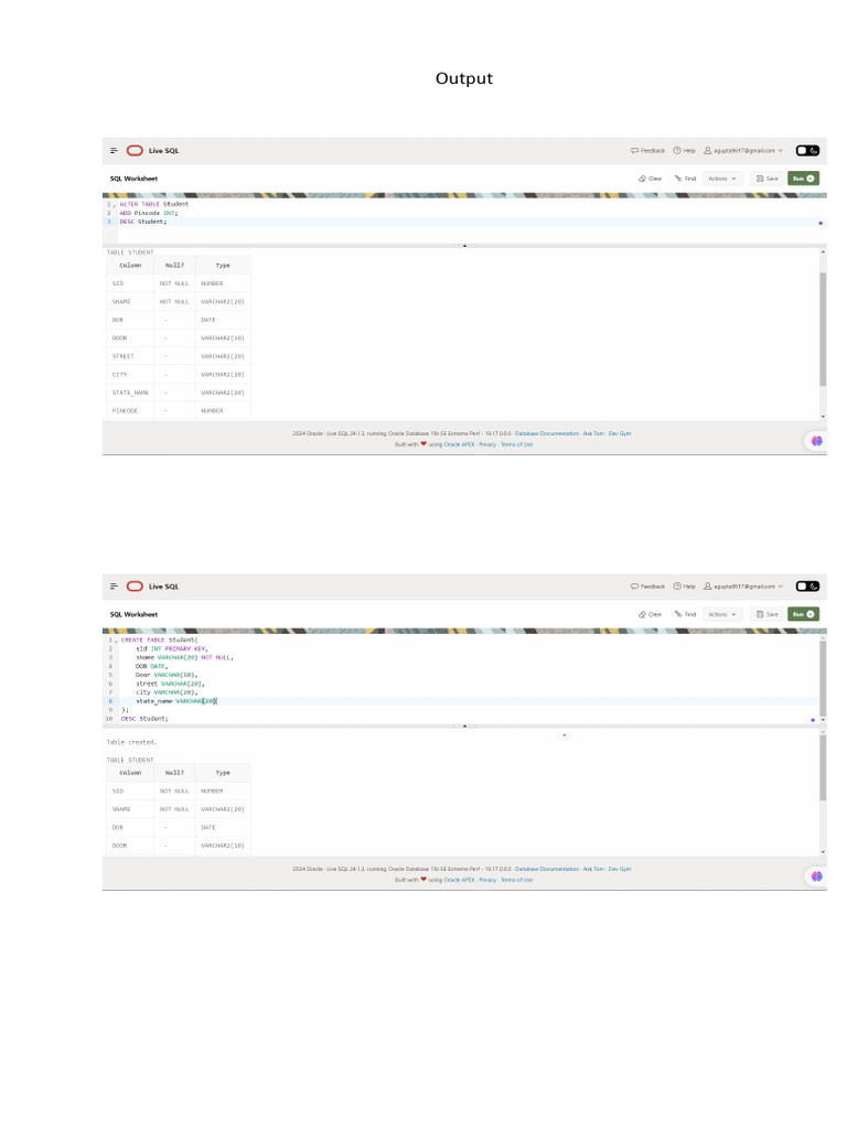 DBMS Final Outputs | PDF