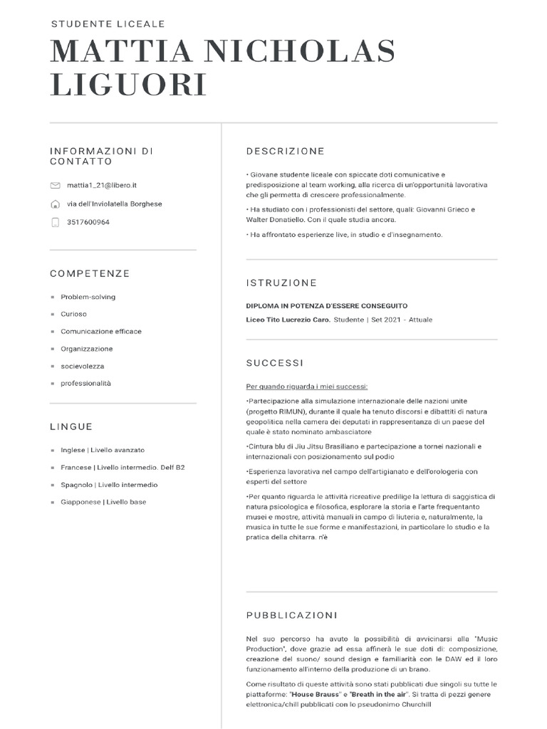 CV Mattia Nicholas Liguori | PDF