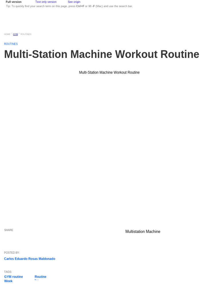 Multi-Station Machine Training Routine | PDF | Strength Training ...