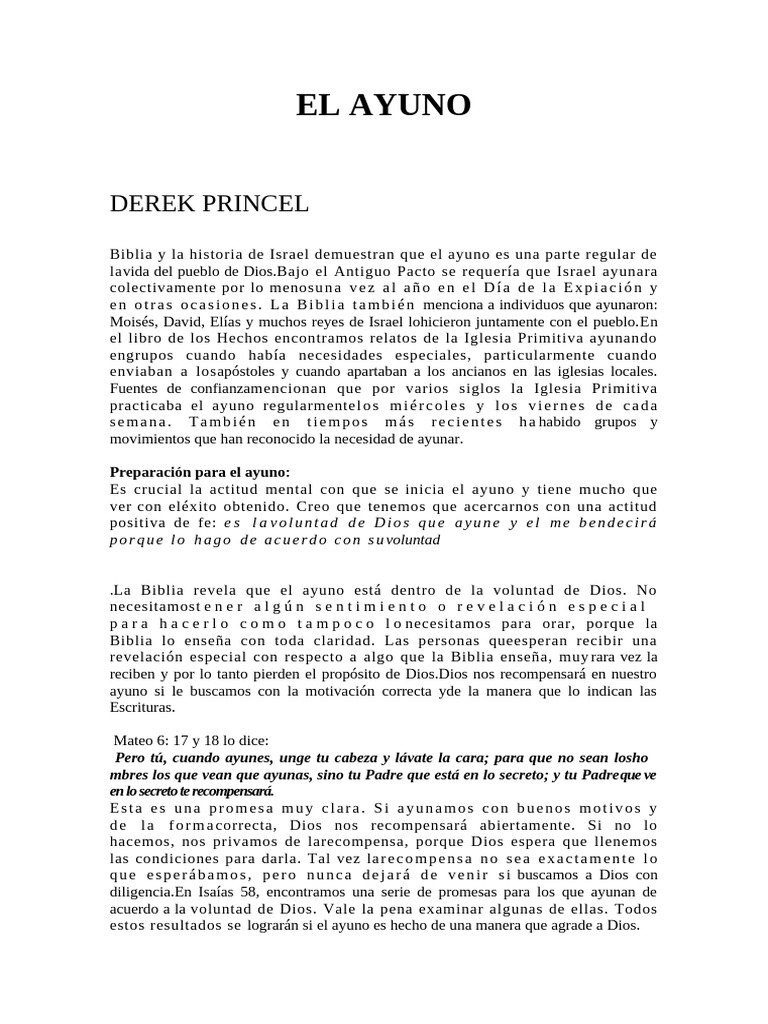 EL AYUNO | PDF | Oración | Dios