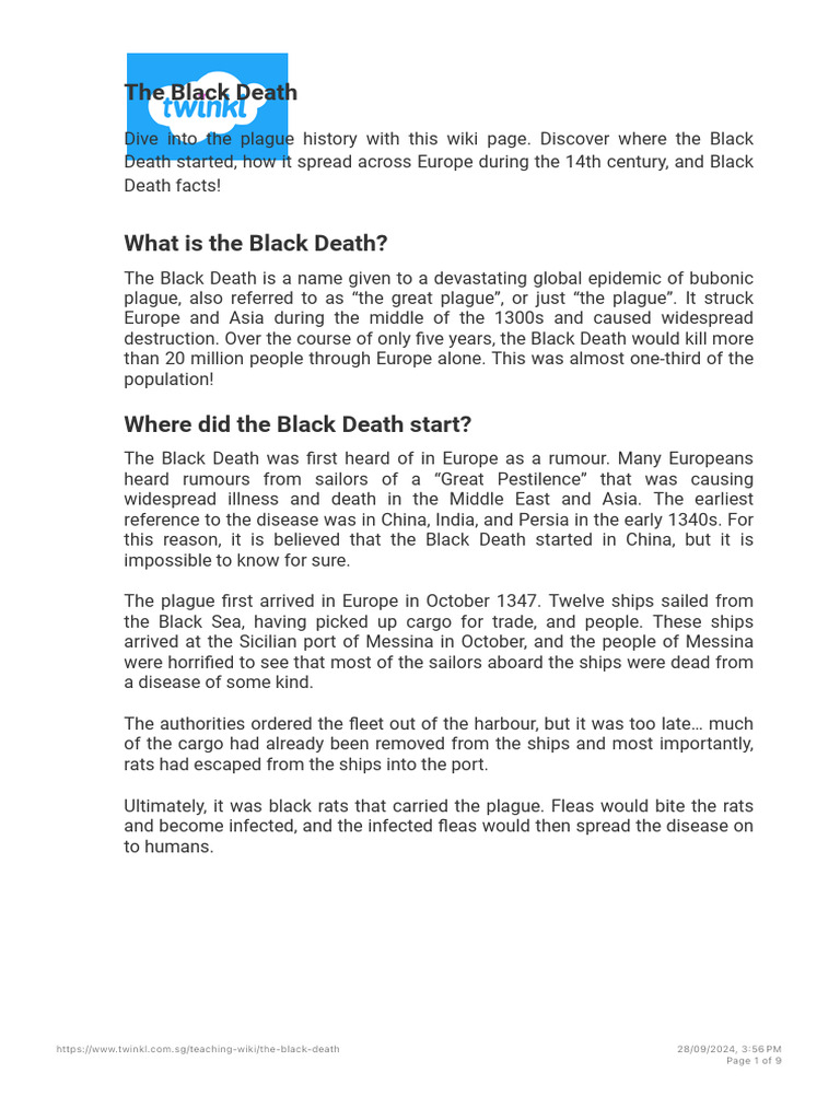 Black Death: Origins and Impact | PDF | Cost Of Living | Black Death