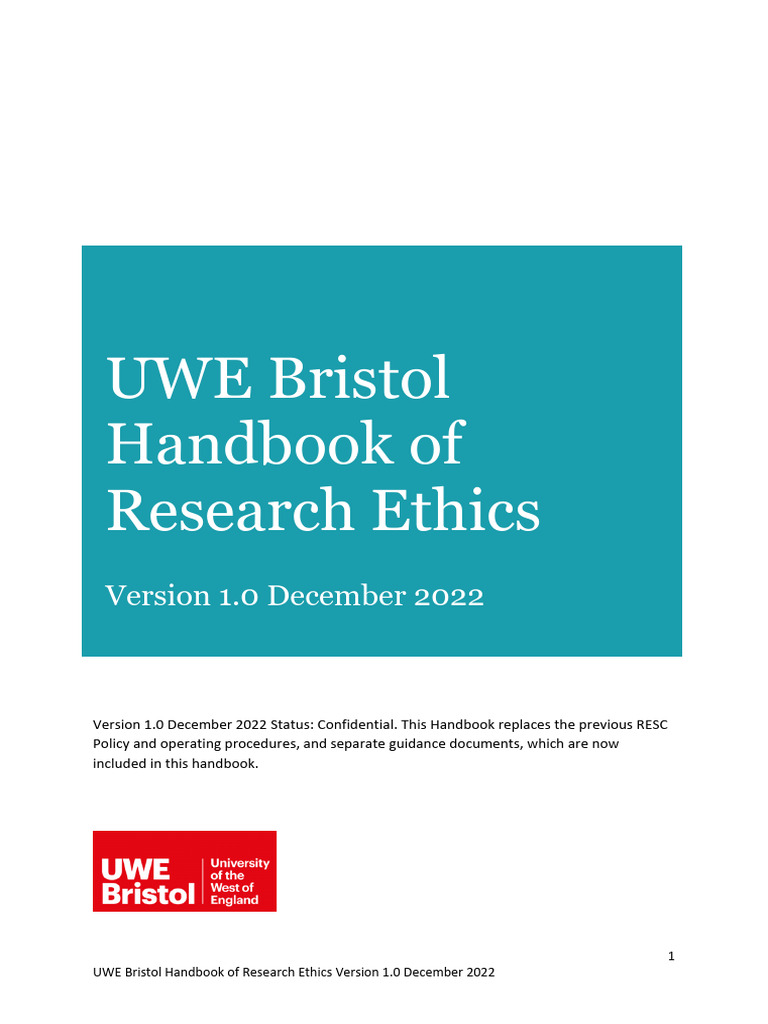 UWE Bristol Research Ethics Handbook | PDF | Risk