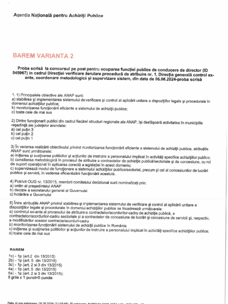 BAREM-CORECTARE-SUBIECTE-PROBA-SCRISA-06.08.2024 | PDF