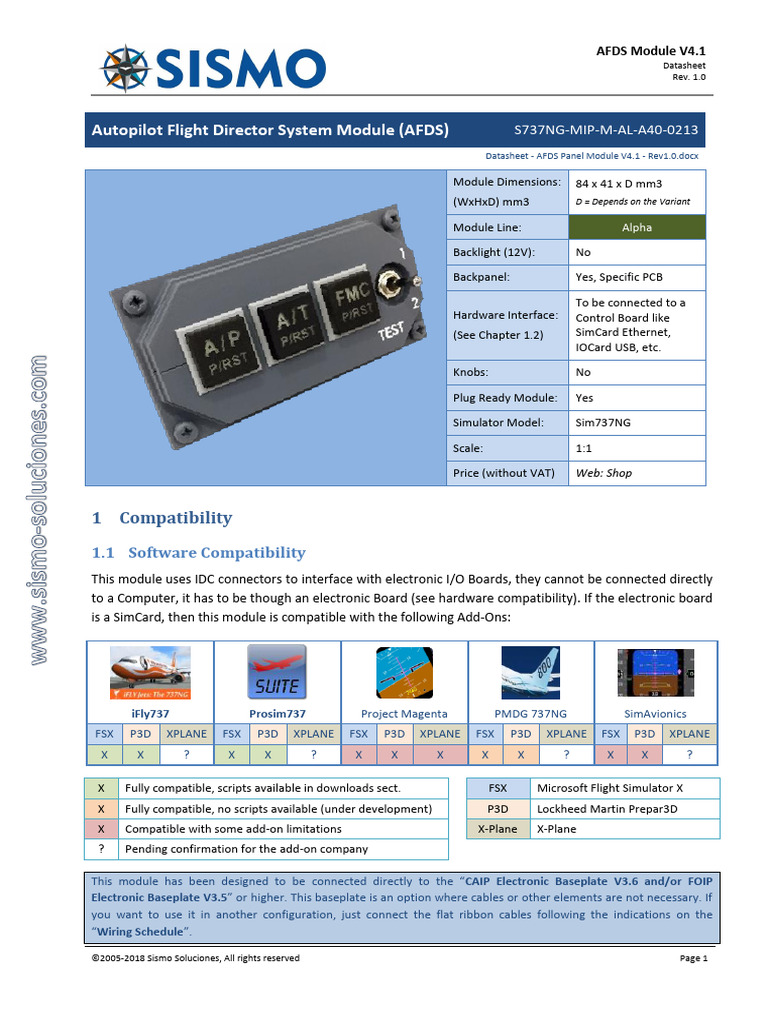 Datasheet - AFDS Panel Module V4.1 - Rev1.0 | PDF | Electrical ...