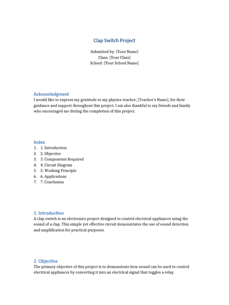 Clap Switch Project Report | PDF