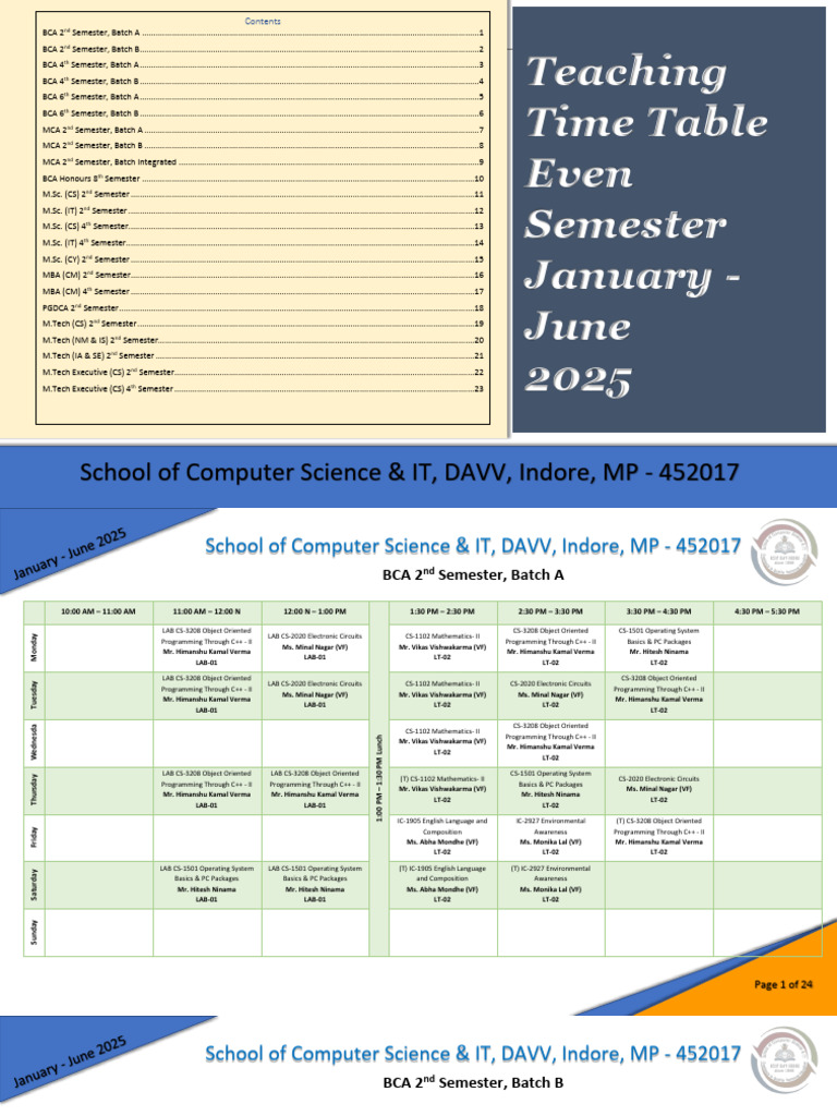 Time Table Jan June 2025 Dated 06jan2025 | PDF | Computing | Computer ...