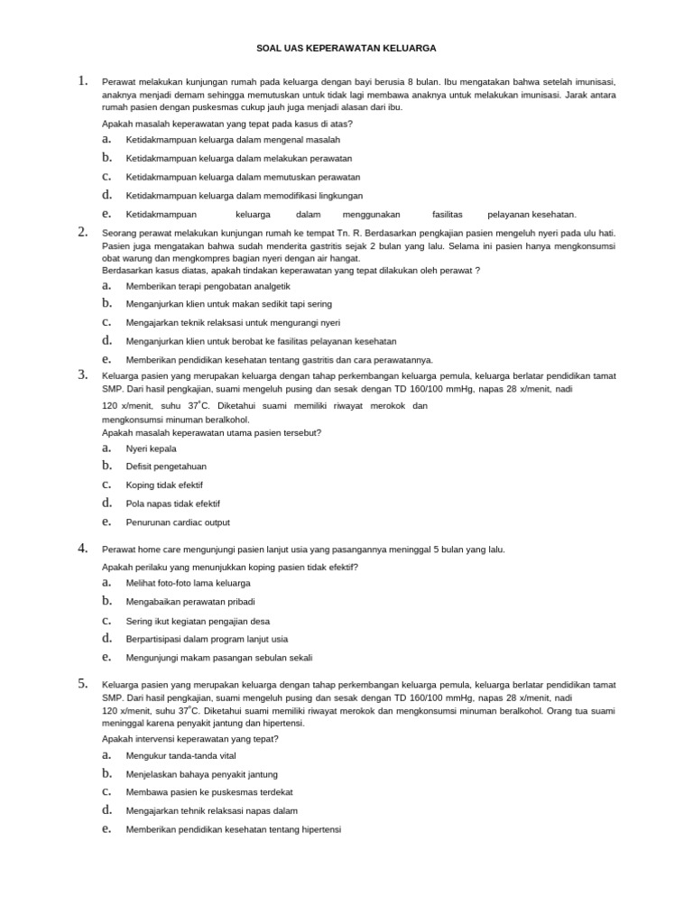 Soal Uas Keperawatan Keluarga | PDF