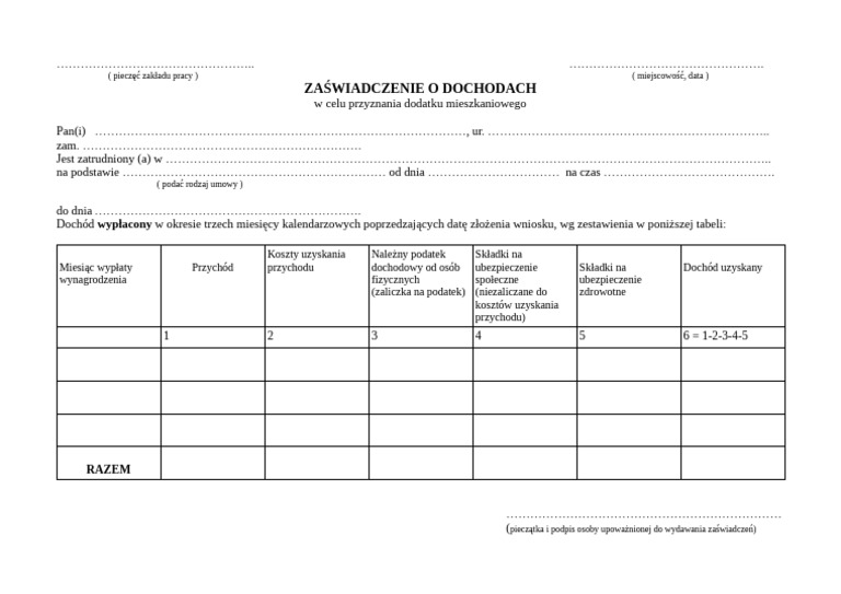 6dm Zaswiadczenie o Dochodach 1627630664 | PDF