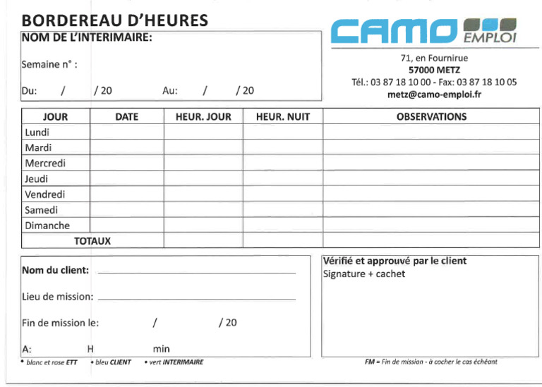 BORDEREAU HEURES | PDF