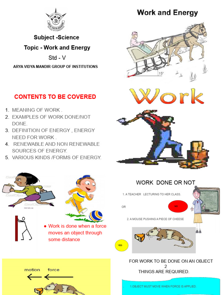 Work and Energy - Std 5 | PDF | Energy Development | Force