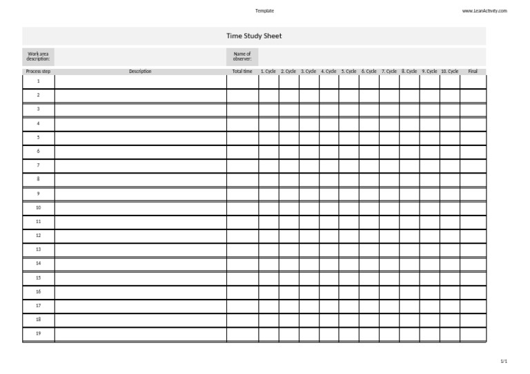 Template Time Study | PDF
