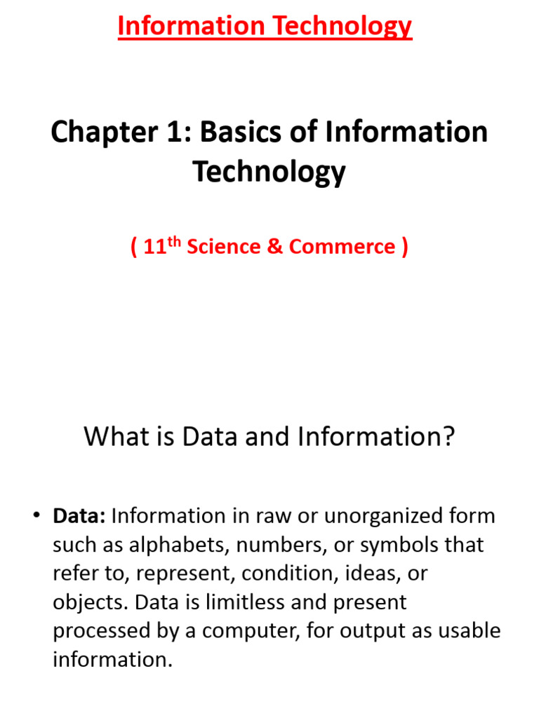 Chapter 1 Basics of Information Technology | PDF | Central Processing ...
