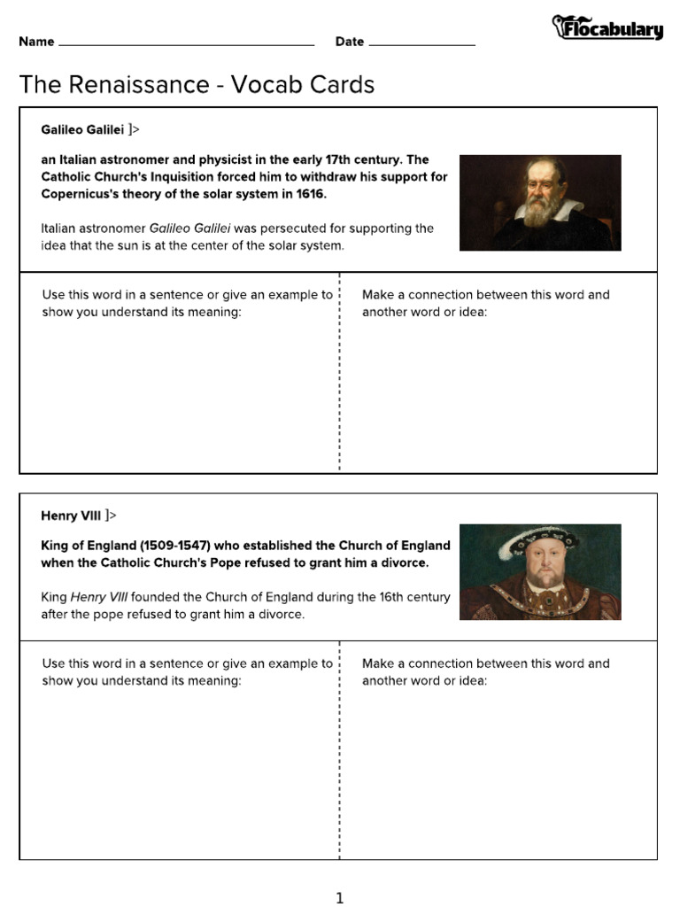 Nolan Thompson - Renaissance-And-Reformation-Vocab-Cards | PDF