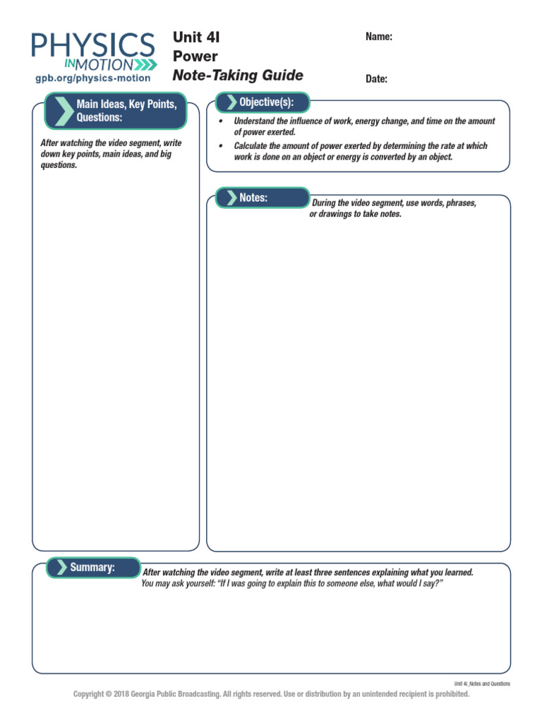 Unit 4I Notetaking Guide and Quest | PDF | Force | Mechanics