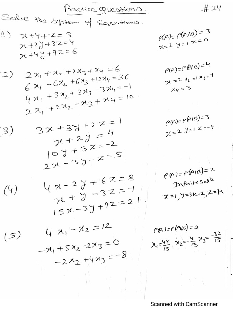 Answers of System of Equations | PDF