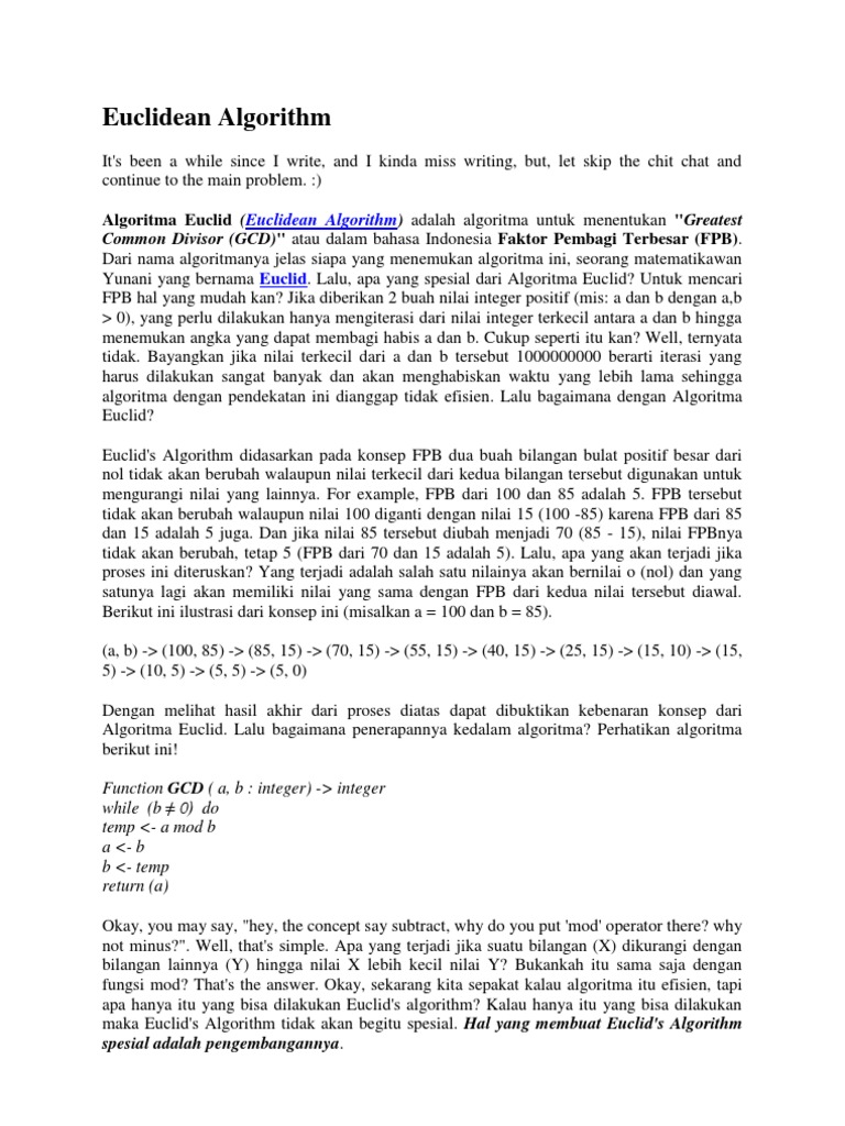 Euclidean Algorithm | PDF