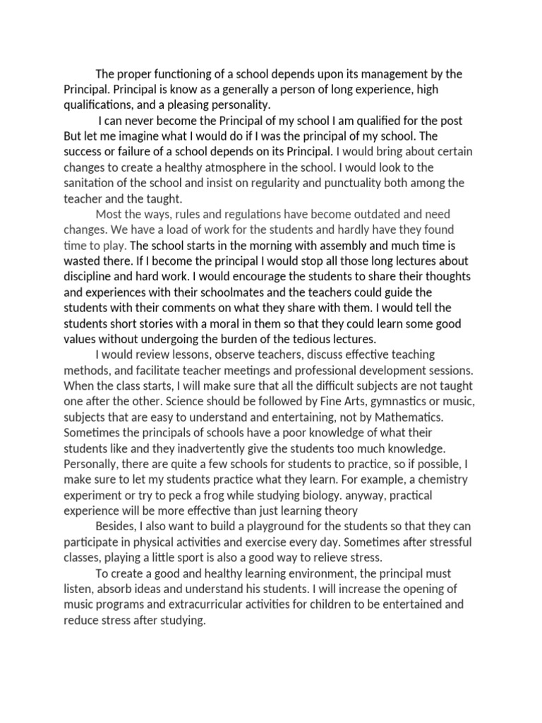 The Proper Functioning of A School Depends Upon Its Management by The ...
