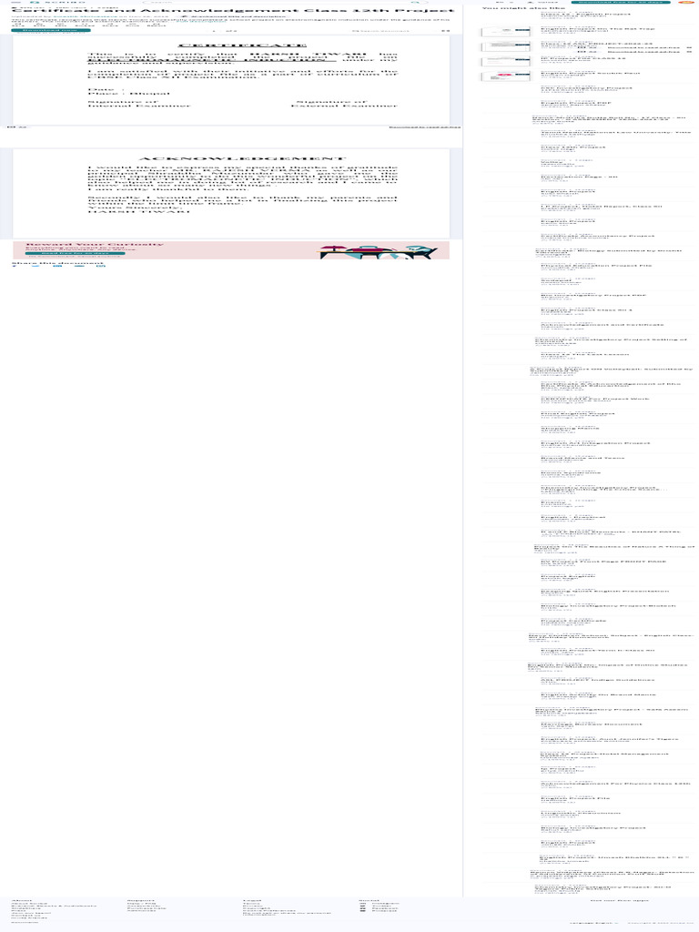 Certificate and Acknowledgement Class 12th Project - PDF | PDF