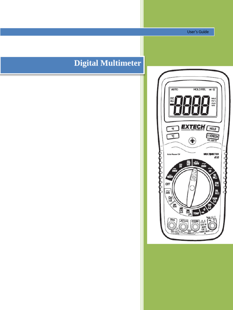 Digital Multimeter User Guide | PDF | Physical Quantities | Electrical ...