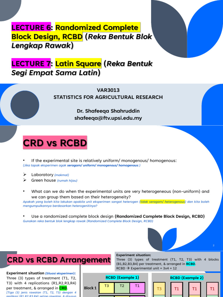 Monogenous Conditions in RCBD | PDF | Analysis Of Variance | Experiment