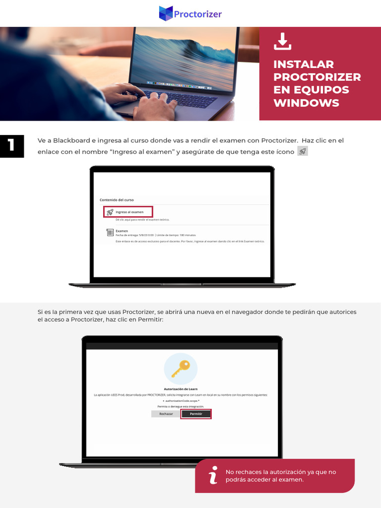 Proctorizer para Windows | PDF | Botón (Computación) | Software