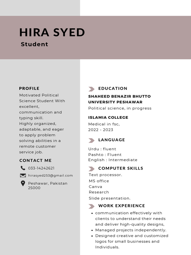 White Simple Student CV Resume | PDF