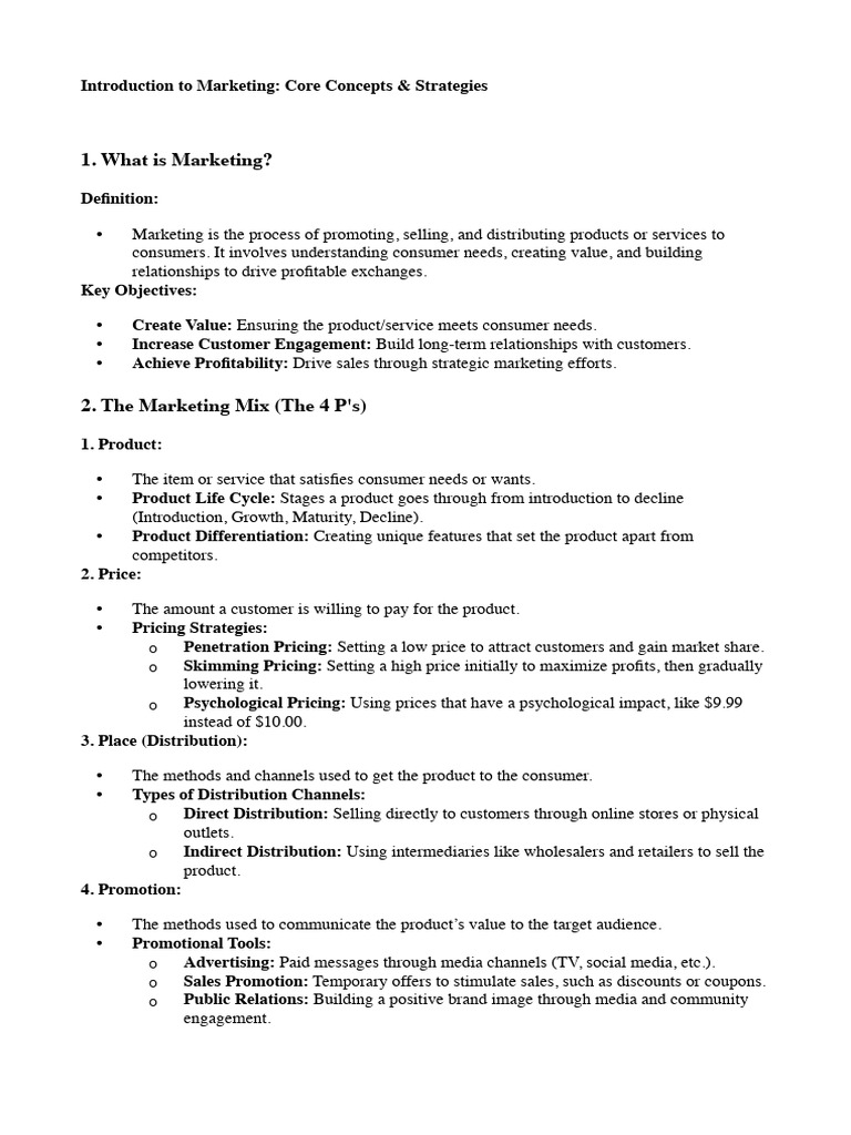 Introduction To Marketing - Core Concepts & Strategies | PDF ...