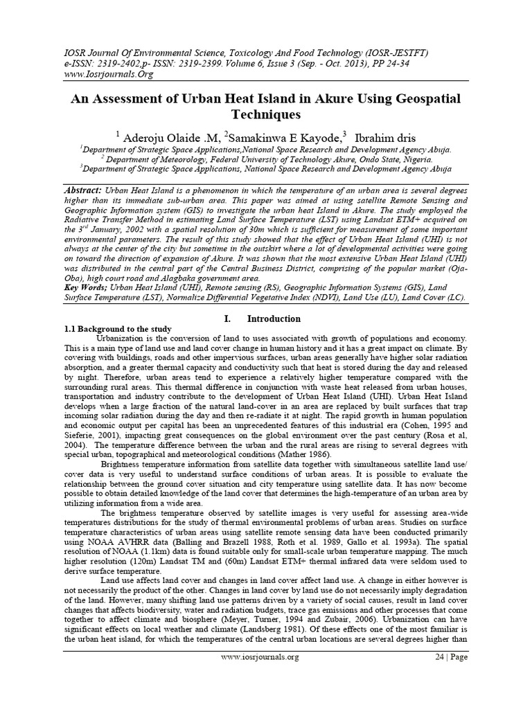 An Assessment of Urban Heat Island in Ak | PDF | Geographic Information ...