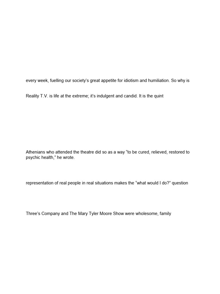 Pros and Cons of Reality Television | PDF | Reality Television