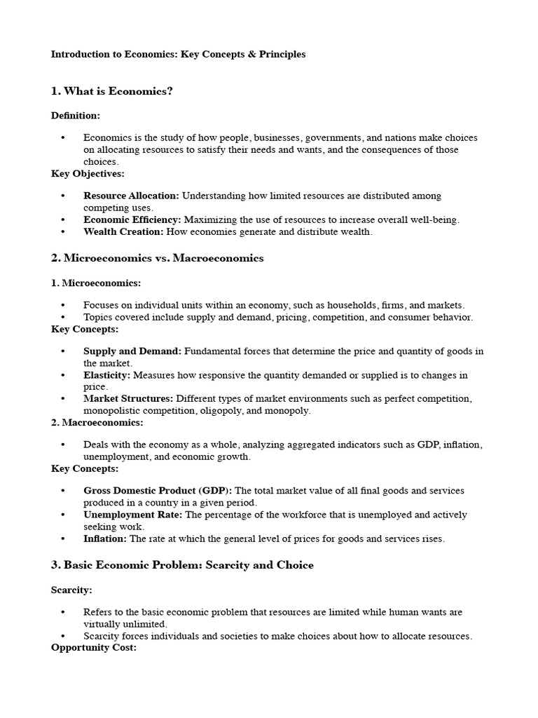 Economics: Key Concepts & Principles | PDF | Economics | Unemployment