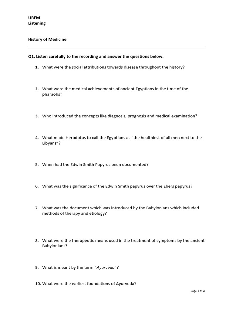 History of Medicine Listening Guide | PDF | Medicine | Health Care