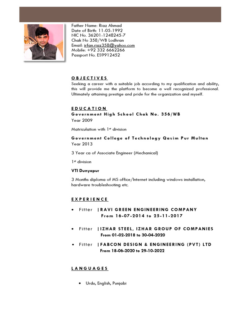 Irfan Riaz CV | PDF