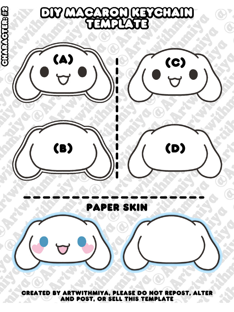 (Free) DIY Macaron Keychain Template (Character #2) | PDF