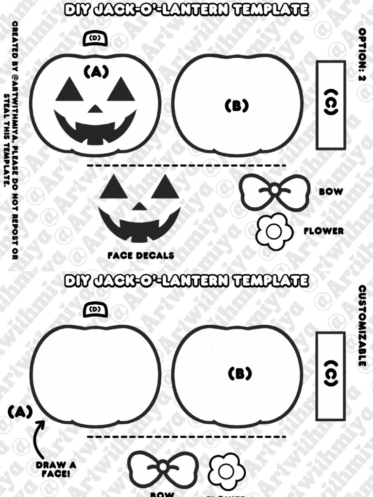 (Option 2) DIY Jack O Lantern Template + Customizable Template (Week #1 ...