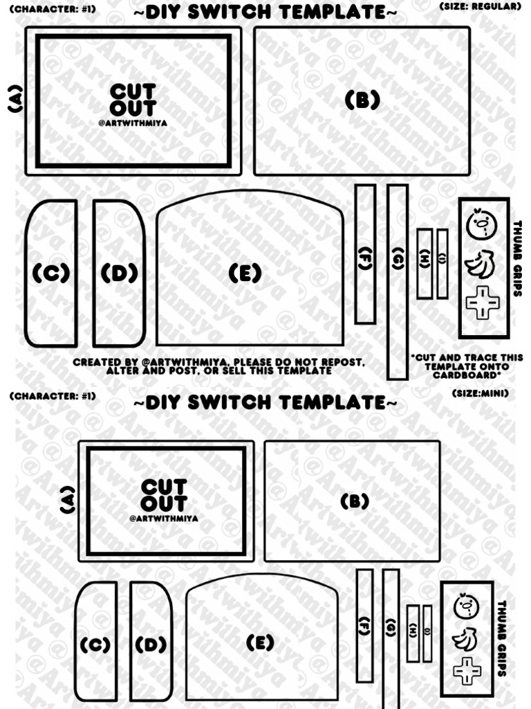 (Free) DIY Switch Template (Character #1) {Black & White + Color} | PDF