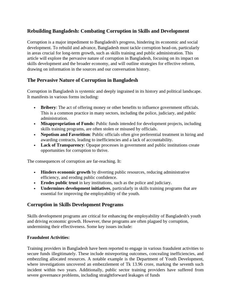 Rebuilding Bangladesh Skills | PDF | Corruption | Accountability