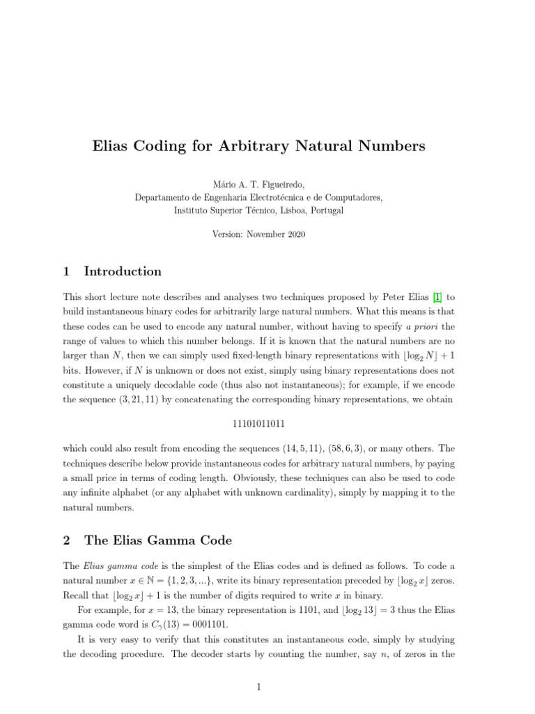 Elias_Coding | PDF | Code | Bit
