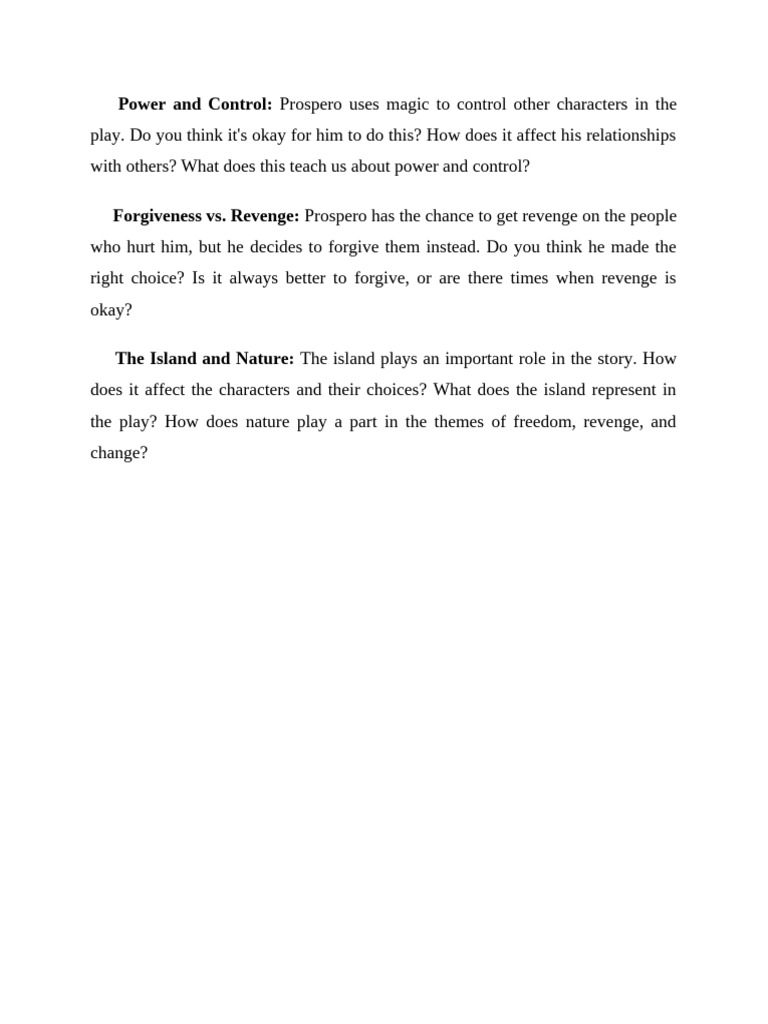 The Tempest - Critical Questions-1 | PDF