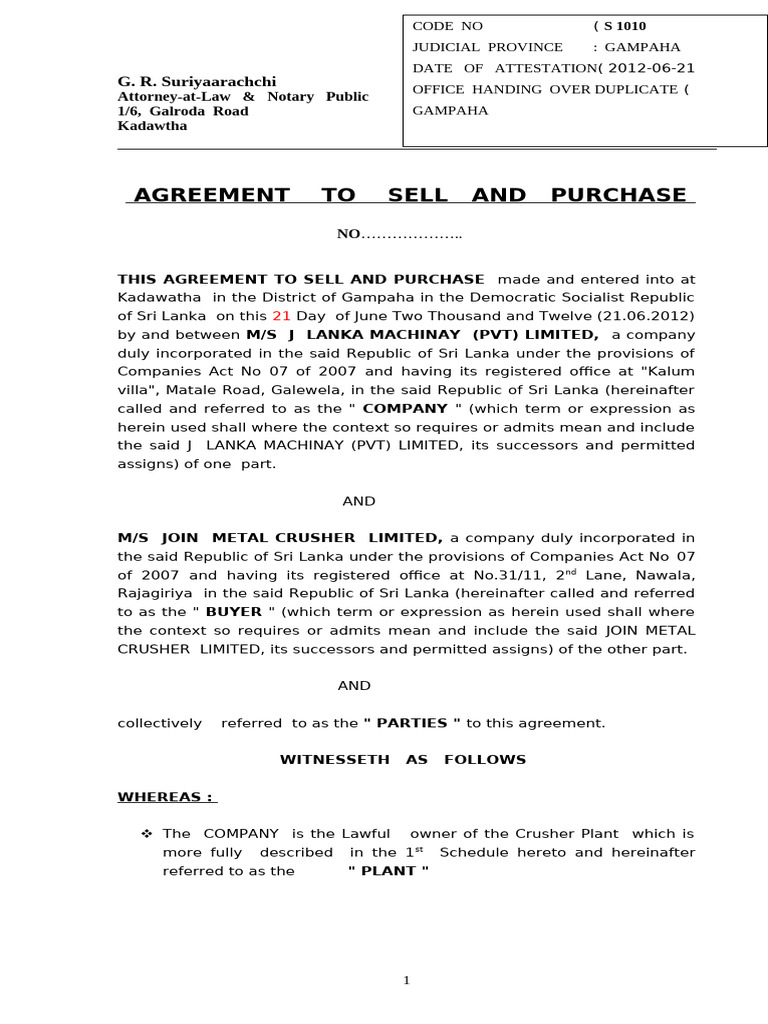 Agreement To Sell Amachinary REVISED | PDF | Breach Of Contract | Legal Remedy