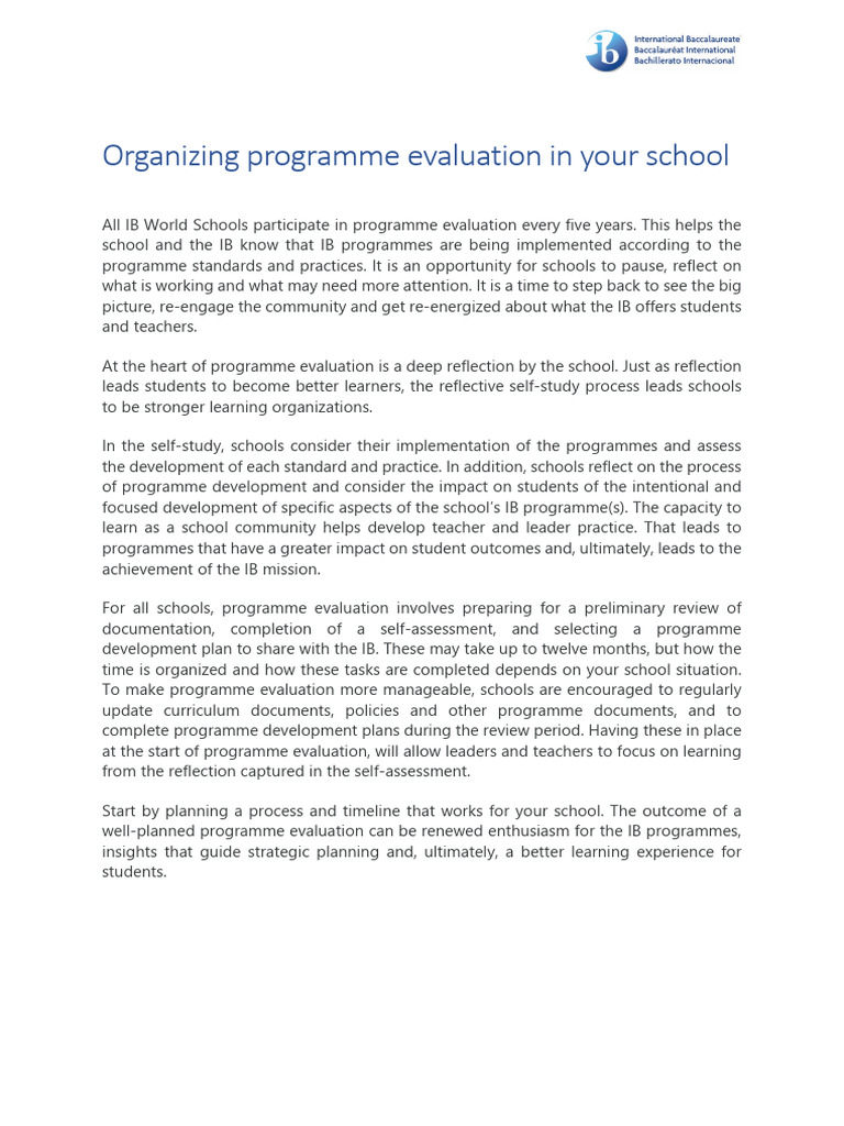 Organizing The Visit and Eval IB | PDF | Program Evaluation | Software Development Process