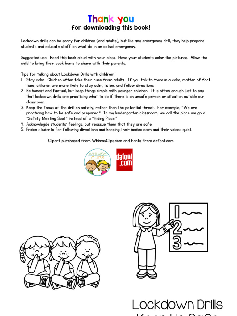 Lockdown Drills School Safety Social Story Print Color Book-1 (4) | PDF ...