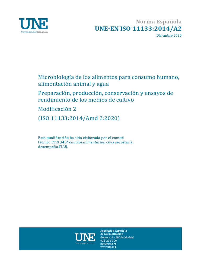 UNE-EN ISO 11133:2014/A2: Norma Española | PDF | Organización ...