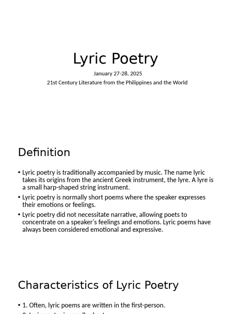 Understanding Lyric Poetry Elements | PDF | Poetry | Lyric Poetry