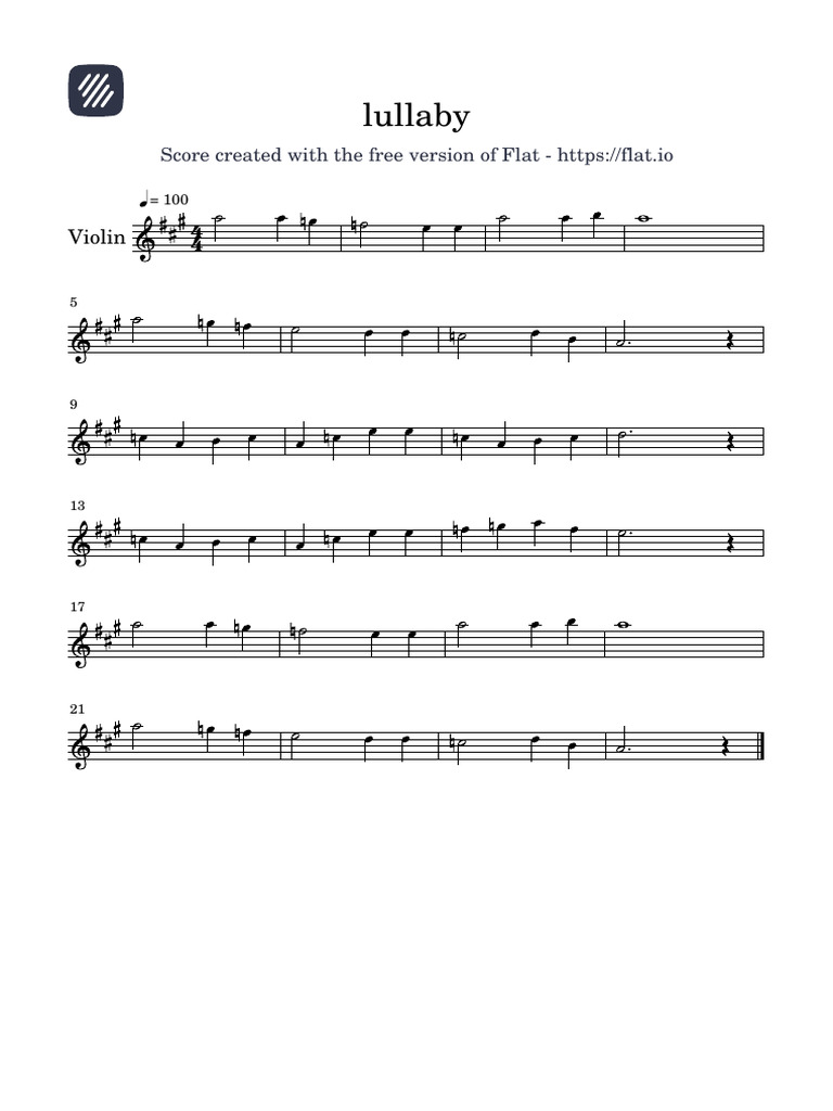 Lullaby Score for Violin | PDF