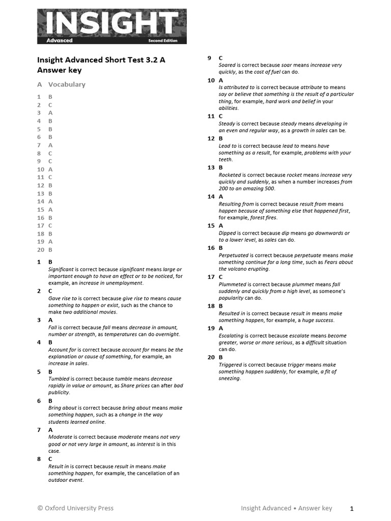Insight Adv Short 3-2a Answer Key | PDF | Economies
